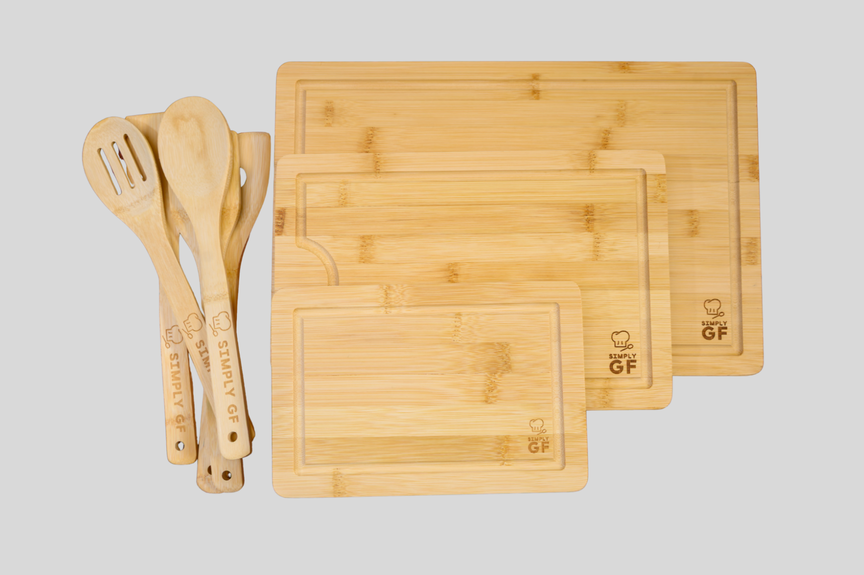 8-Piece Bamboo Cutting Boards & Cooking Utensil Set – Simply GF Shop